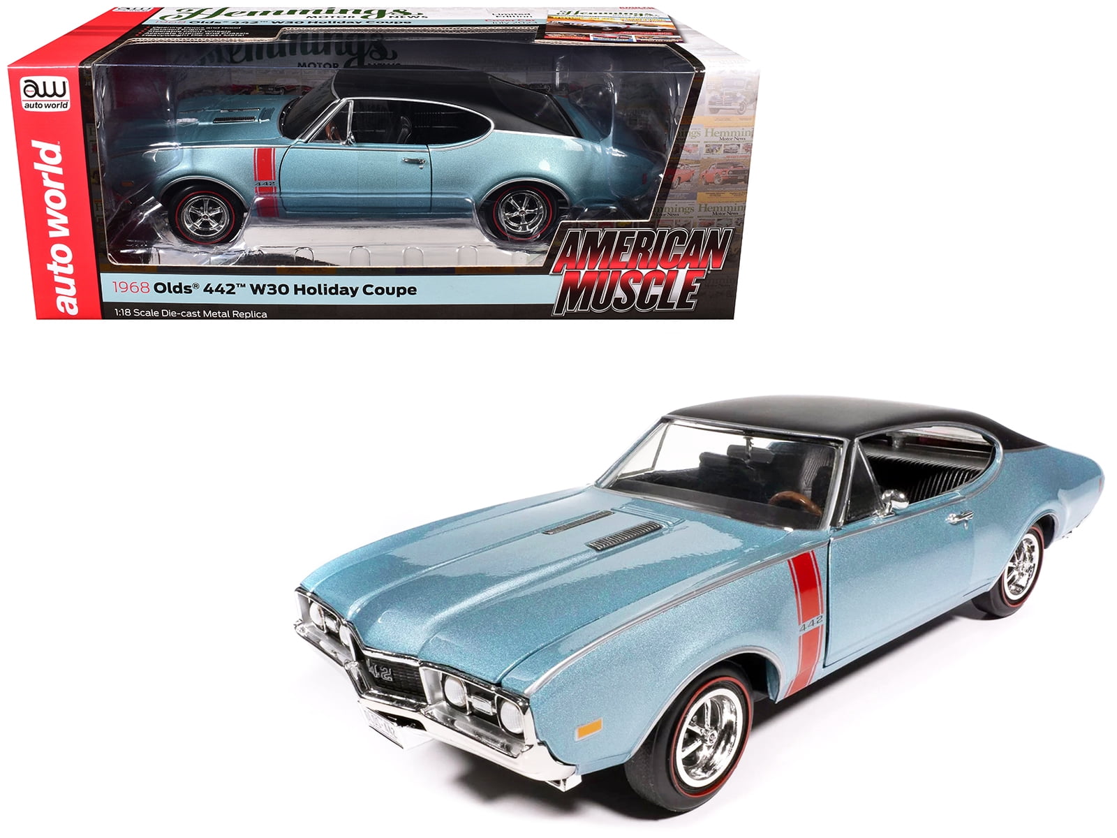 1968 Oldsmobile 442 W30 Holiday Coupe Teal Frost Metallic with Red and ...