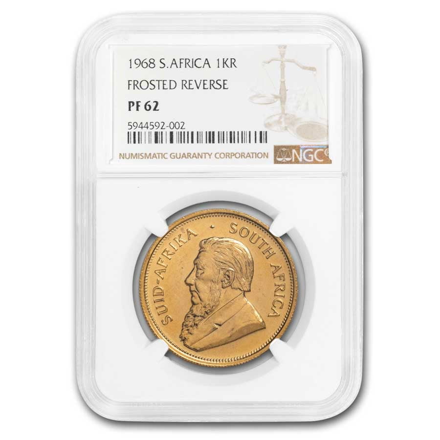 1968 South Africa 1 oz Gold Krugerrand PF-62 NGC (Frosted Rev ...