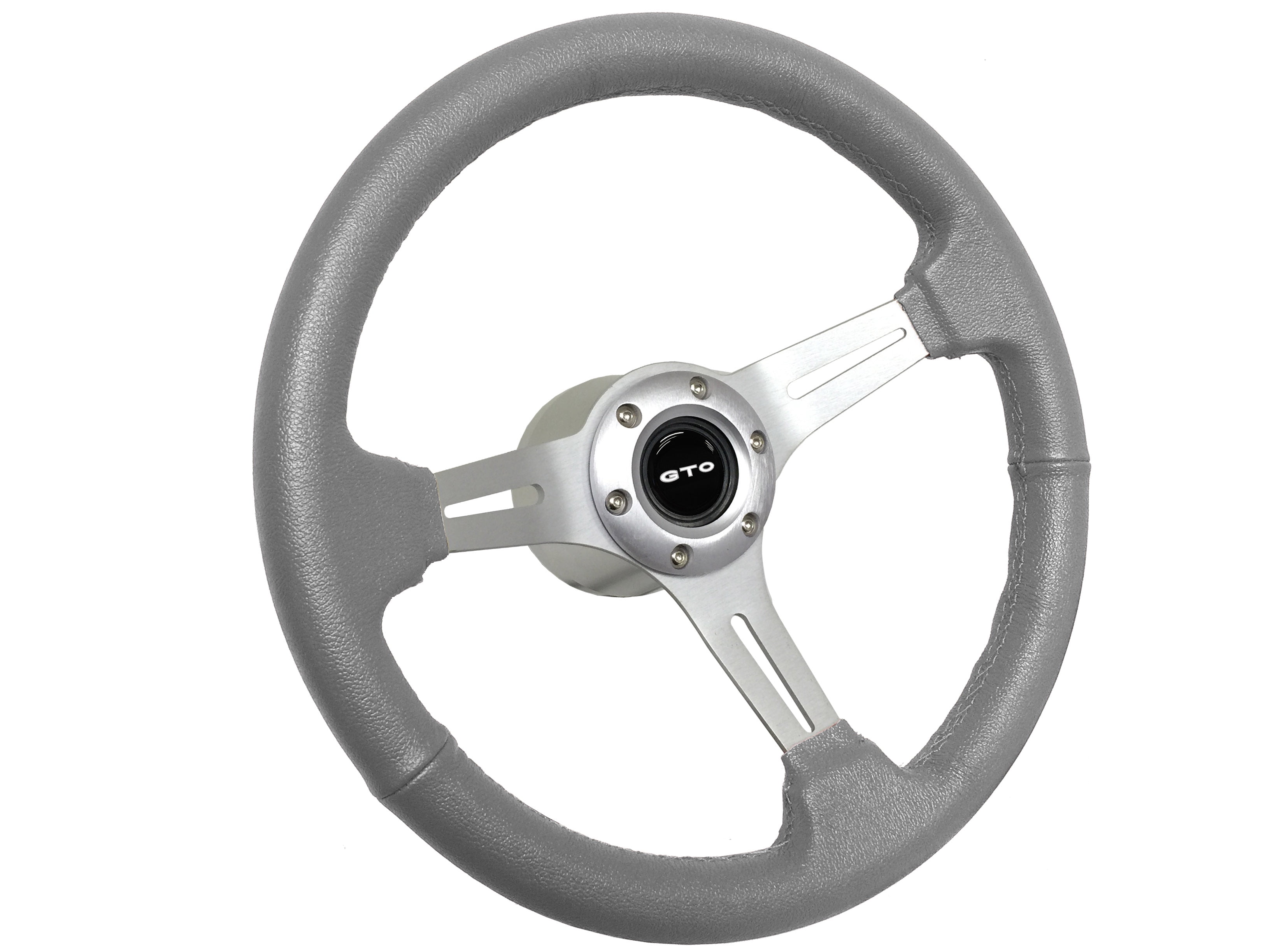 1969-1973 Pontiac GTO; VSW 6 Bolt Gray Leather Wrapped Steering Wheel ...