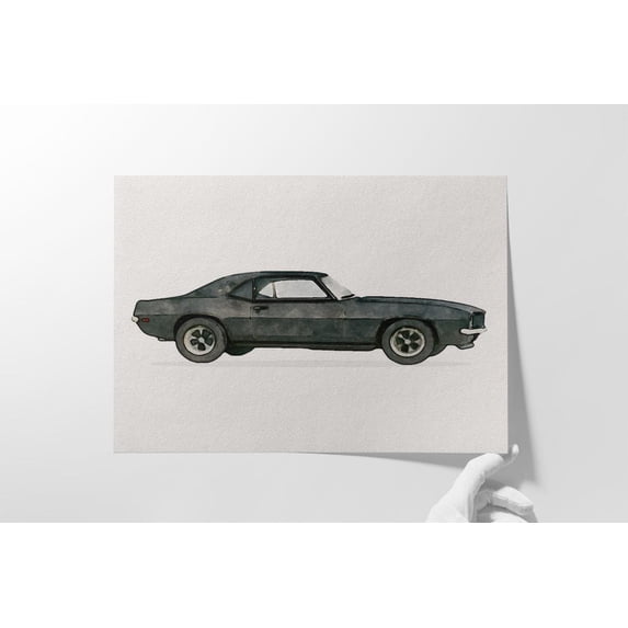 1969 Camaro Poster - Vintage Muscle Car Art, Unframed Canvas Size 24x36 ...