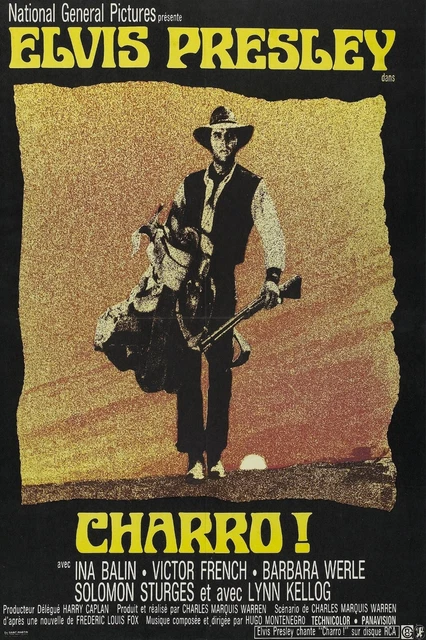 1969 Charro Movie Poster Elvis Presley Ina Balin Barbara Werl UNFRAMED ...