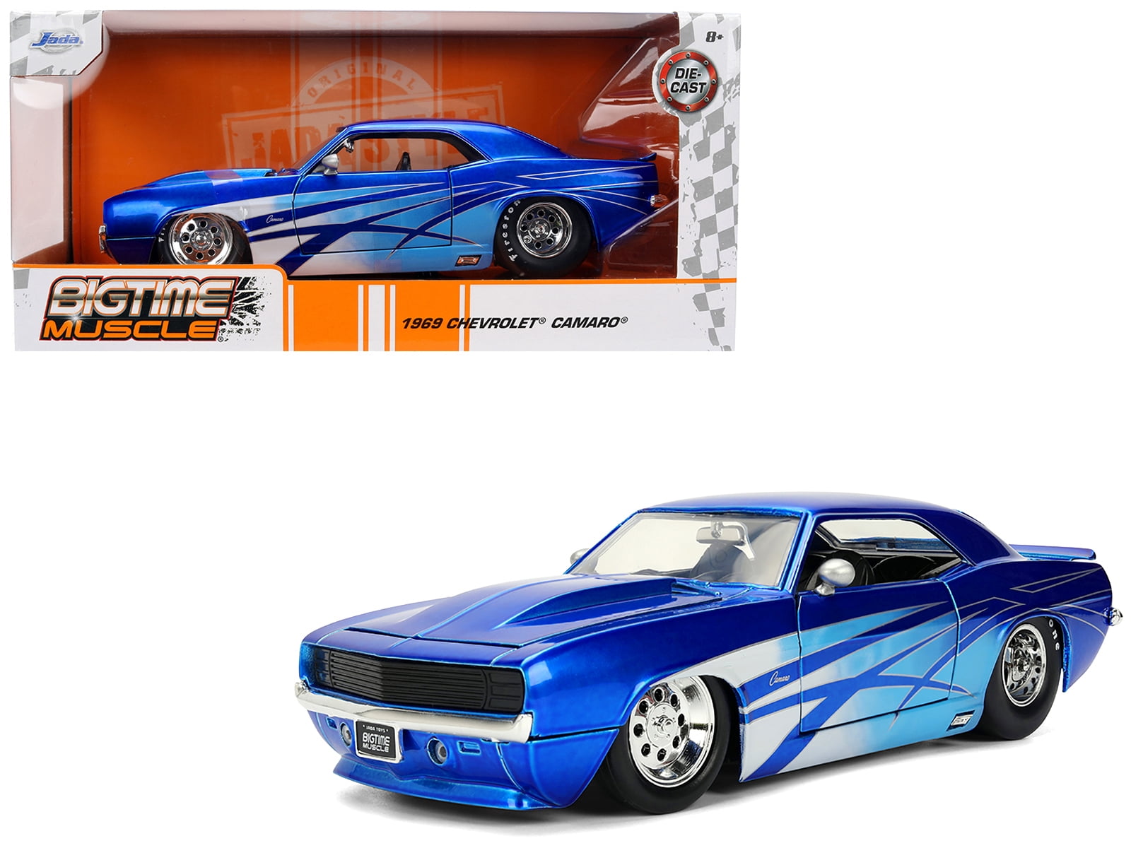 1969 Chevrolet Camaro Candy Blue with Graphics "Bigtime Muscle" Series 1/24 Die Cast Model Car ...