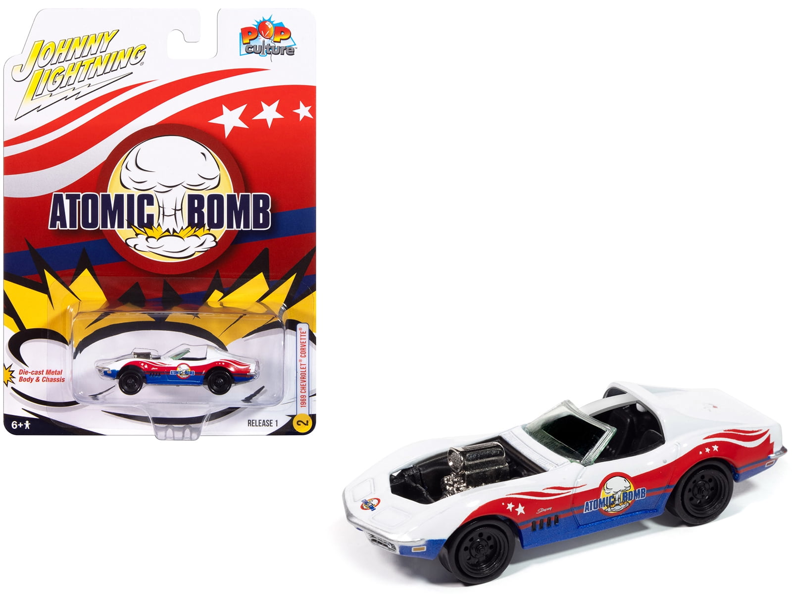 1969 Chevrolet Corvette "Atomic Bomb" White with Red and Blue Graphics ...