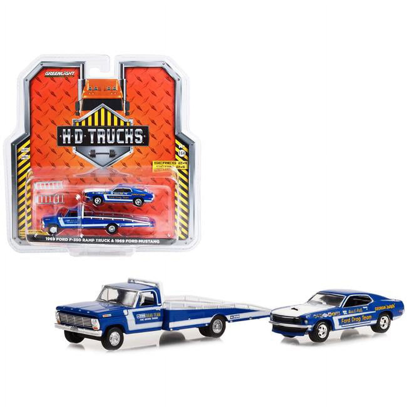 1969 Ford F-350 Ramp Truck Blue The Going Thing & 1969 Ford Mustang ...