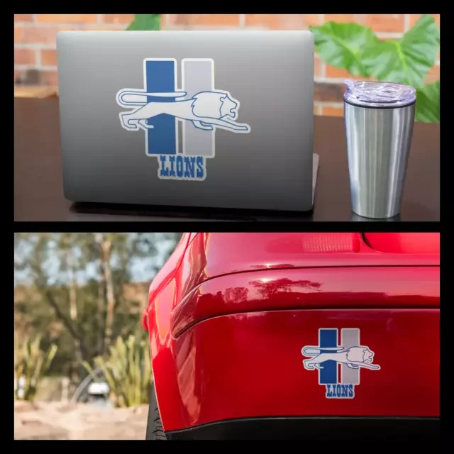 1969 Retro Style Detroit Lions Logo Sticker Phone Decal Water Bottle ...