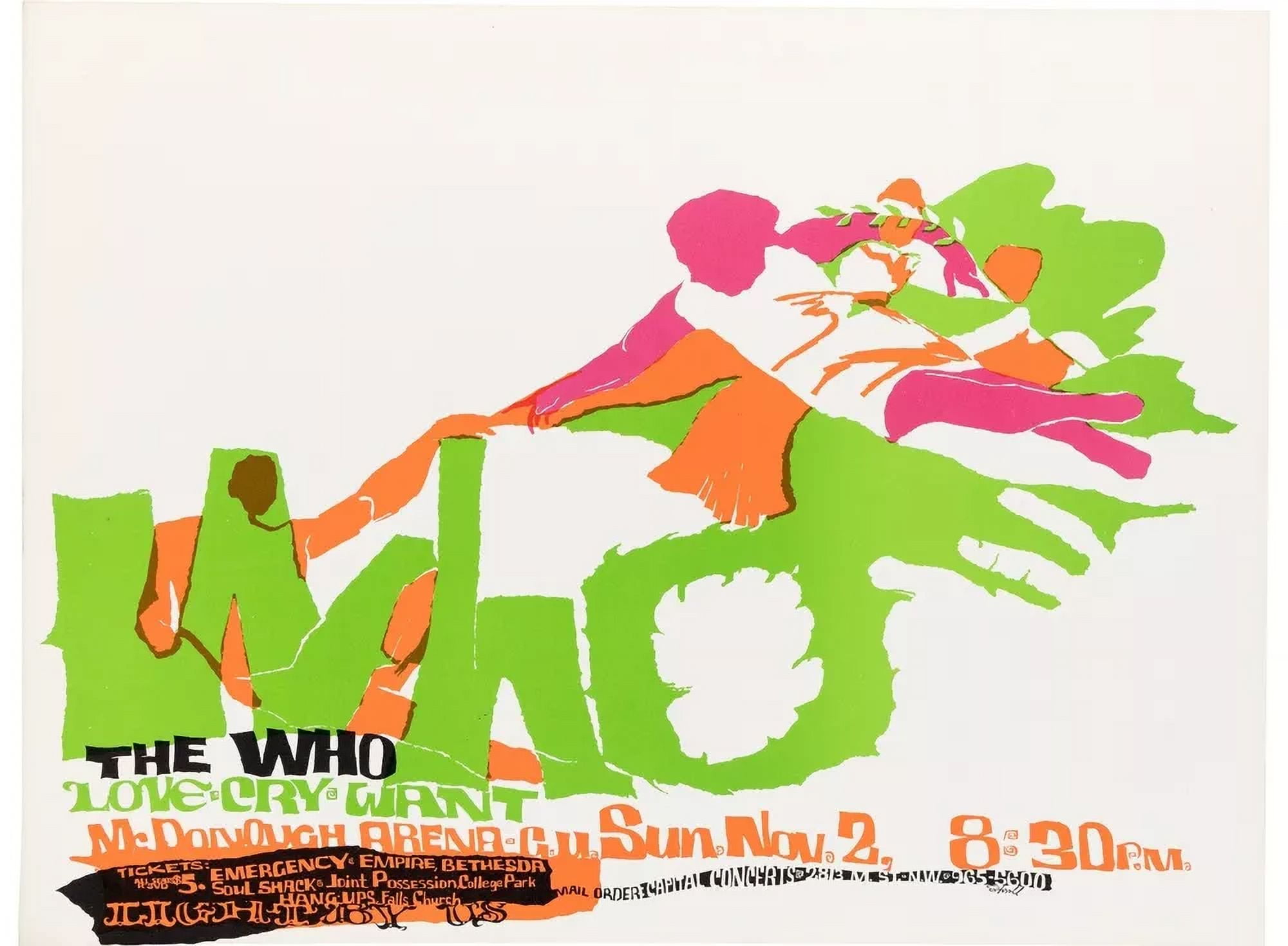 1969 THE WHO CONCERT POSTER WALL ART PRINT IN WASHINGTON DC 11 x 17 ...