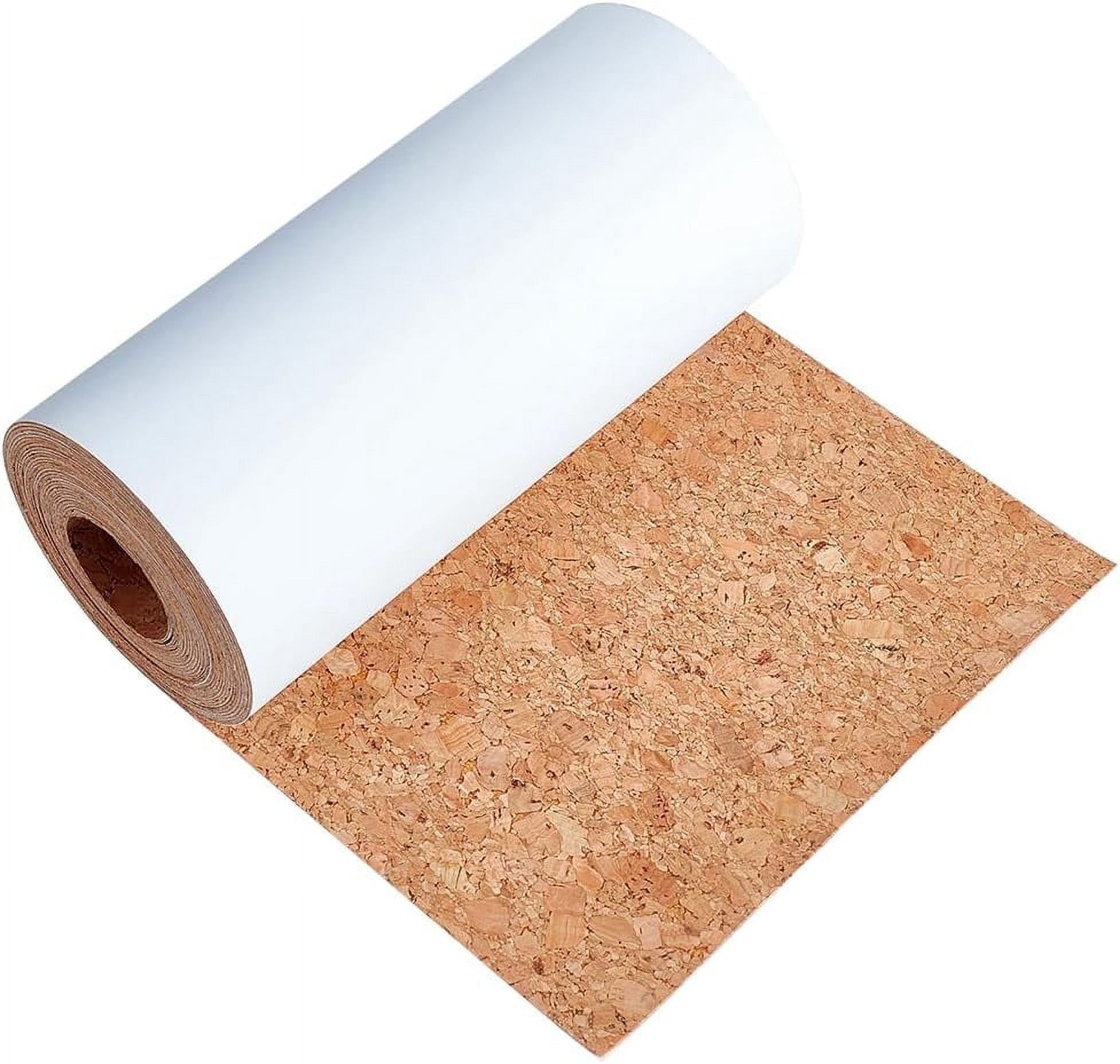 196x6 Inch Adhesive Cork Roll Flexible Natural Corkboard Paper Sheets ...