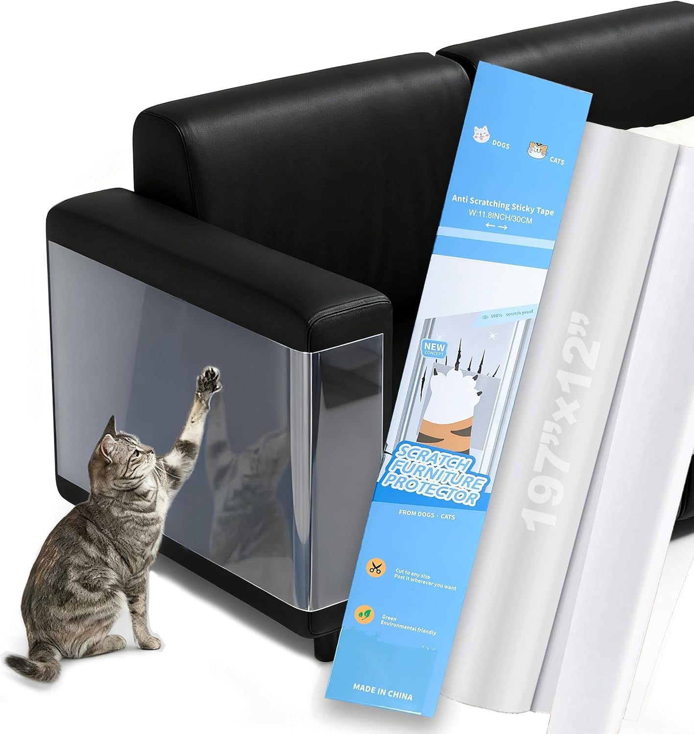 197"x12" Self-Adhesive Cat Scratch Protector Tape, Anti-Claw Couch ...
