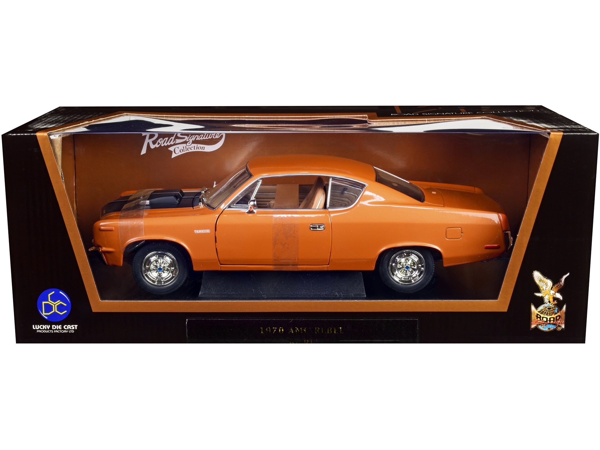 Road Signature 1970 AMC Rebel Diecast Toy Car, Brown Metallic with Matt ...