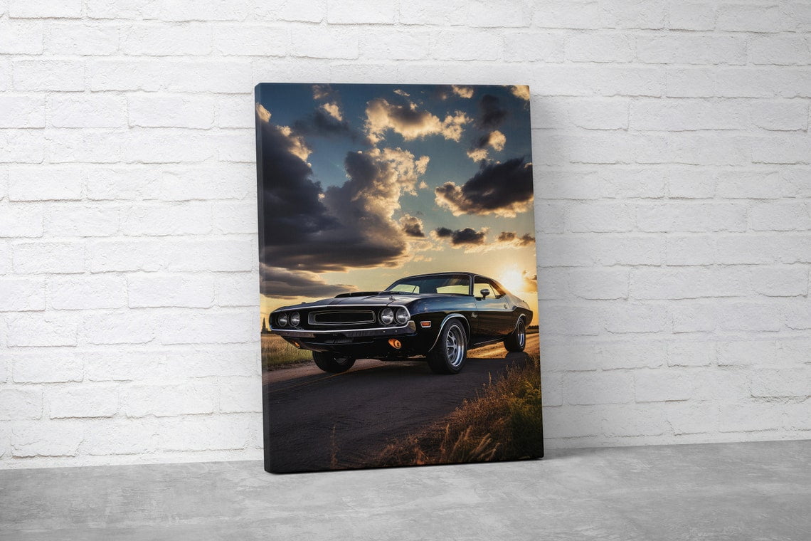 1970 Dodge Challenger Black Challenger Wall Art Car Enthusiast Gift ...