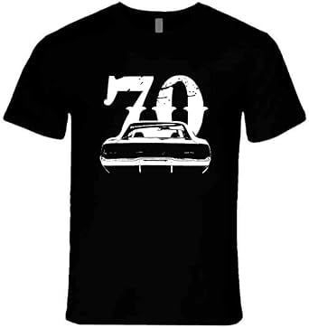 1970 Dodge Charger Rear View with Year Faded Look Dark T Shirt ...