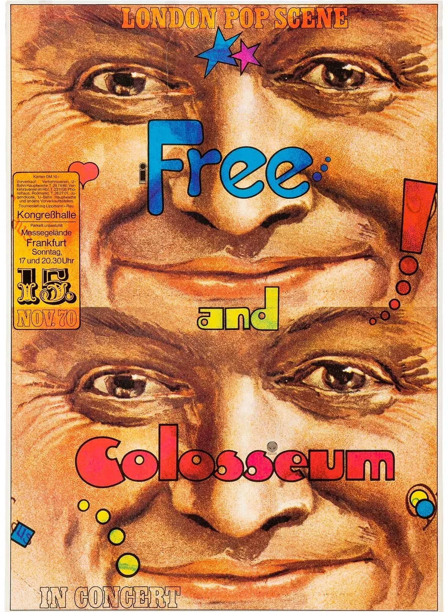 1970 FREE BAND CONCERT POSTER WALL ART PRINT in FRANKFURT GERMANY 16 x ...