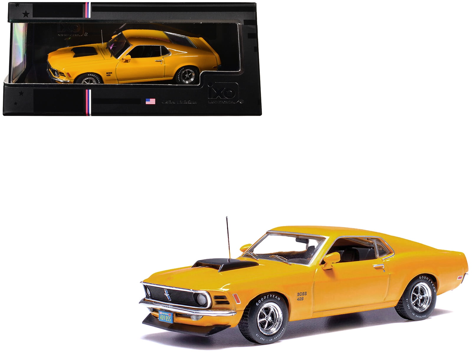 1970 Ford Mustang Boss 429 Bright Yellow with Black Hood Scoop 1/43 ...