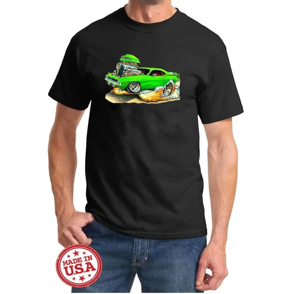 1970 Plymouth Cuda Muscle Car Full Color Cartoon Tshirt NEW FREE ...