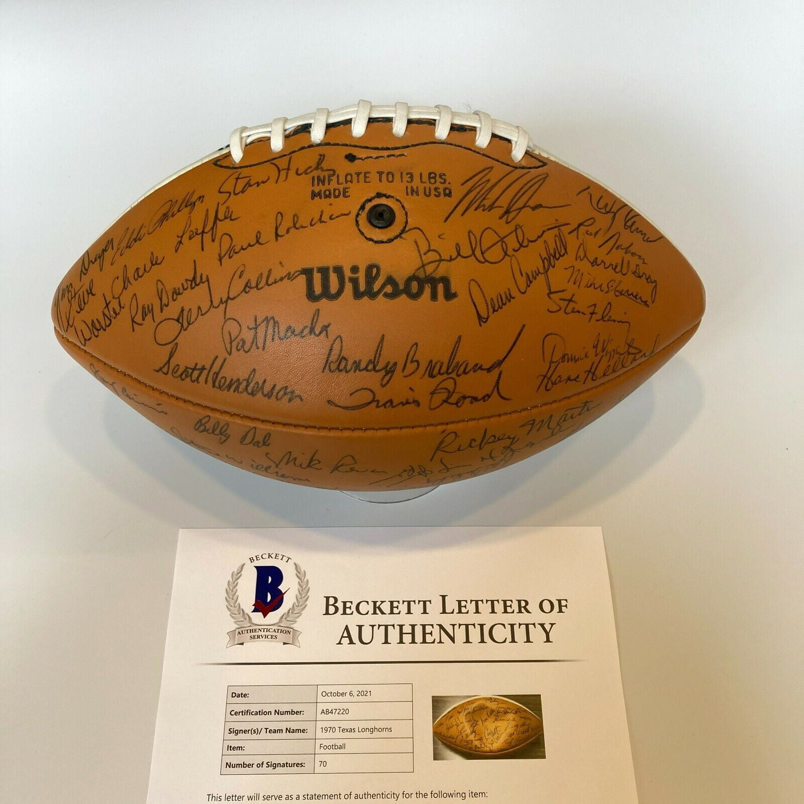 1970 Texas Longhorns National Champions Team Signed Football 70 Sigs ...