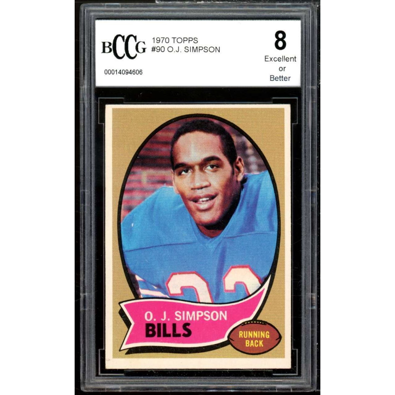 1970 Topps #90 O.J. Simpson Rookie Card BGS BCCG 8 Excellent+ - Walmart.com