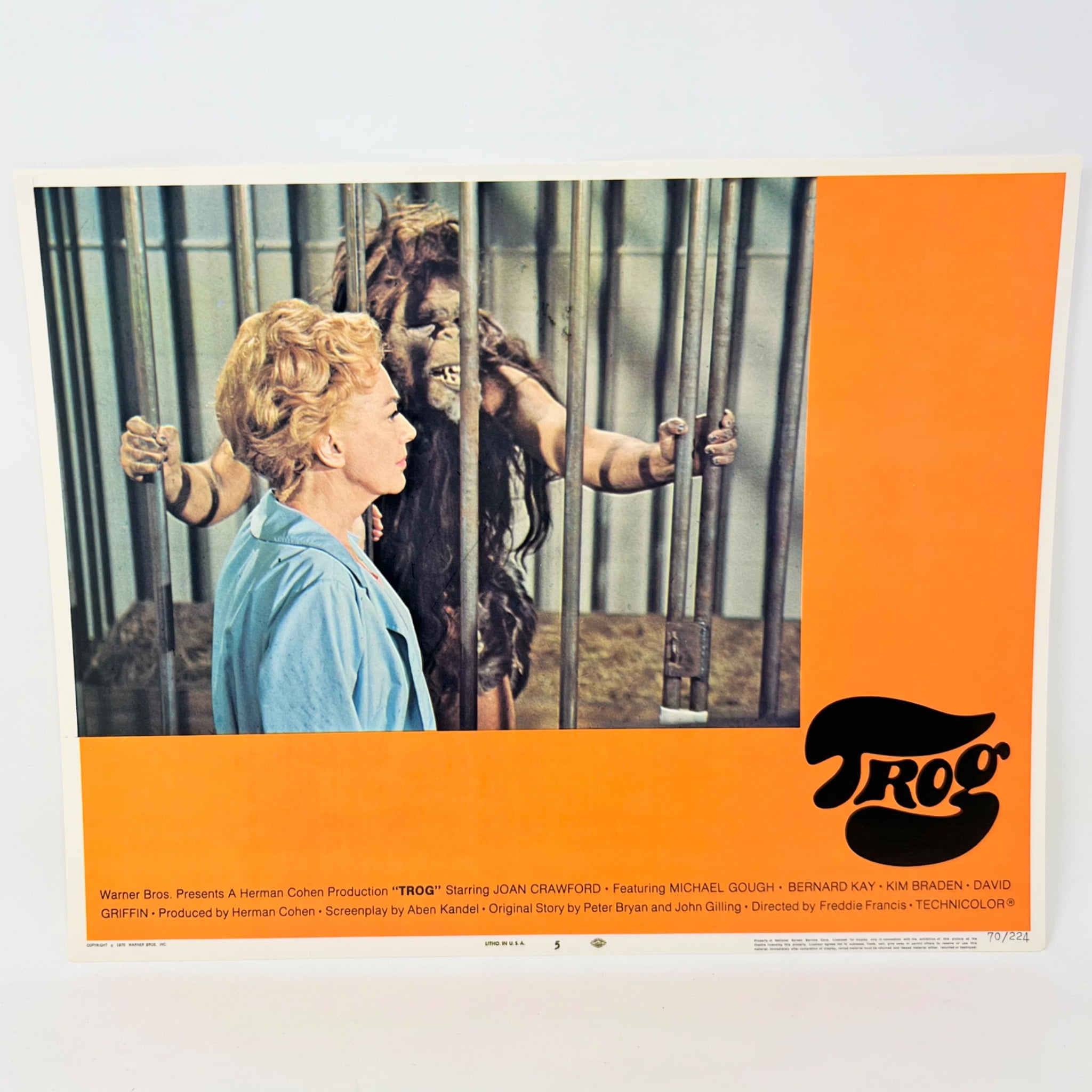1970 Trog Collectible Movie Lobby Card No.5 Warner Bros. a Herman Hohen ...