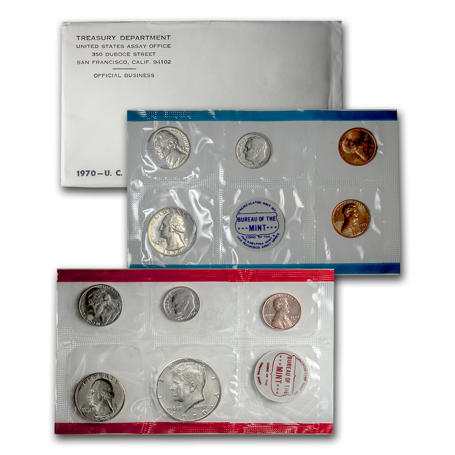 1970 U.S. Mint Set, Small Date, Includes 10 Coins, Original Packaging ...