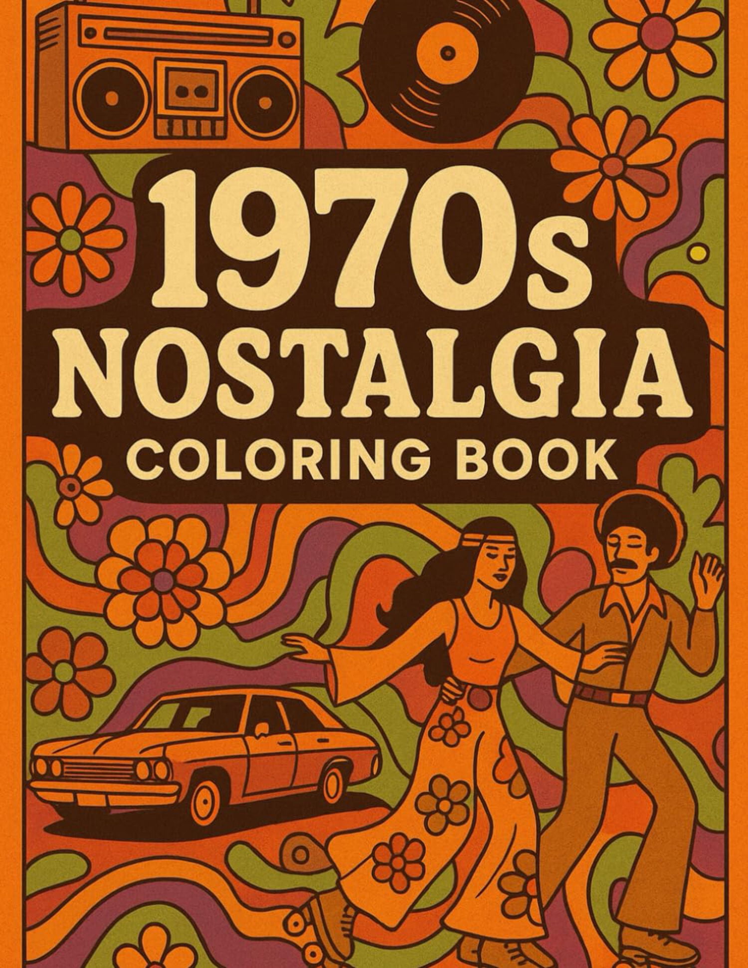 1970s Nostalgia Coloring Book: Psychedelic, Disco, and Retro Scenes ...