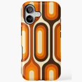 1970s Orange Mid Century Modern Retro Geometric Abstract Case 17 16 15 ...
