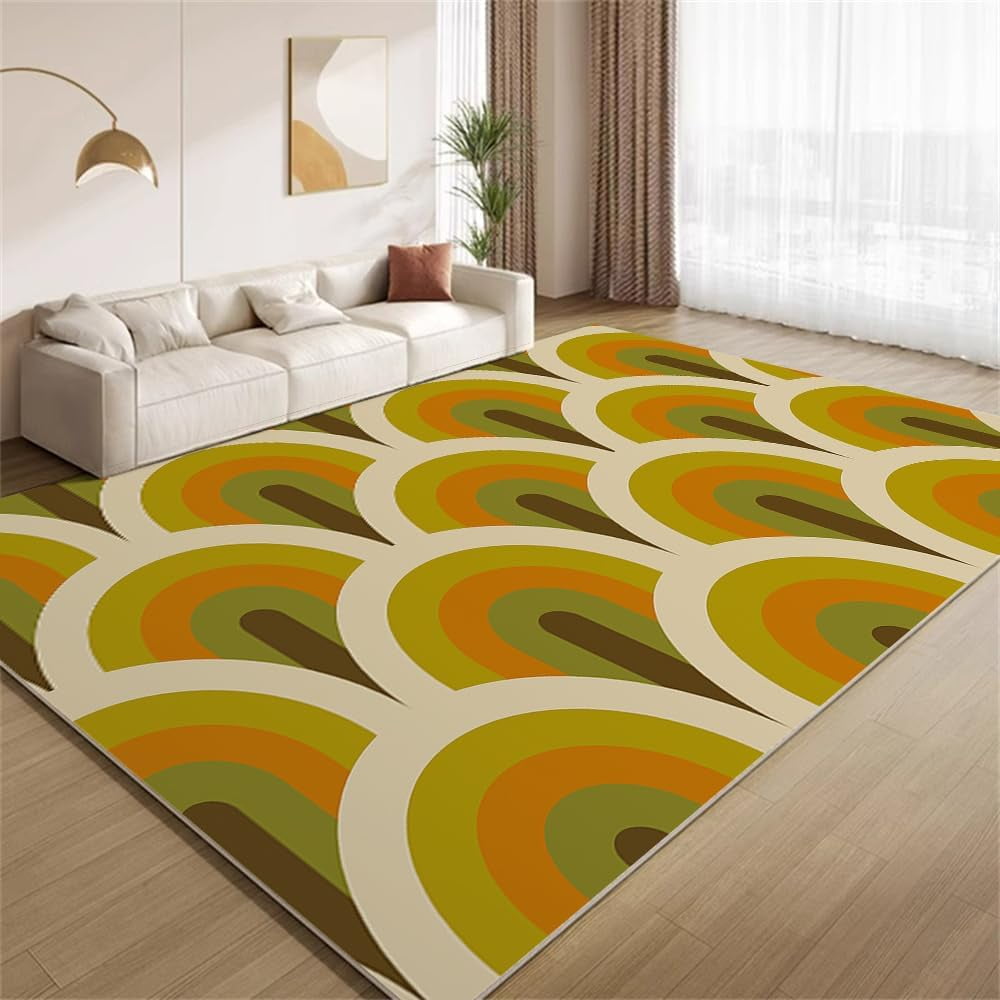 1970s Style Mid Century Area Rugs 4x8 Rug Retro 70s 80s Boho Arch ...