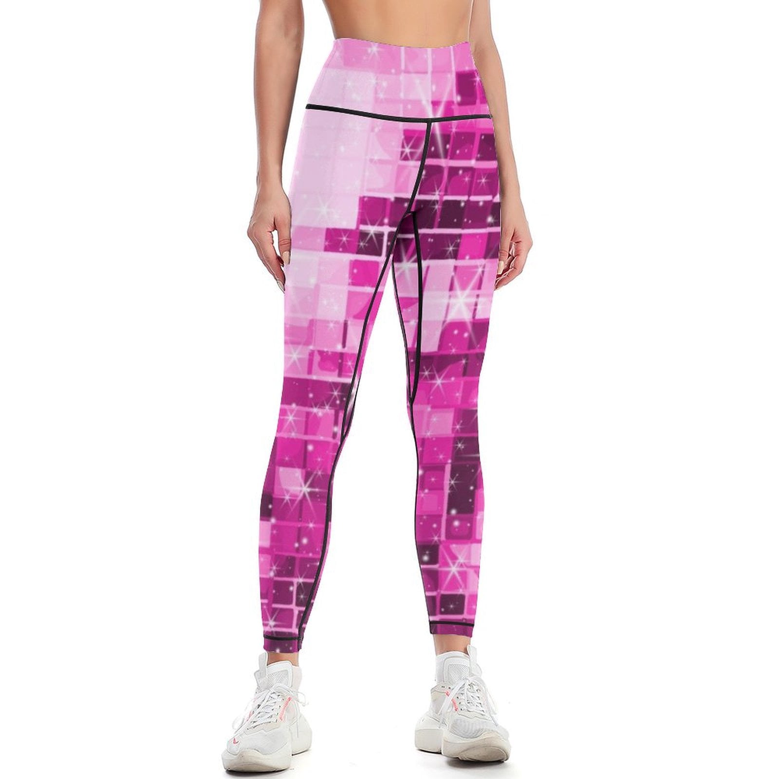 1970s Twinkle Pink Disco Ball Pattern Leggings Jogger pants sporty ...