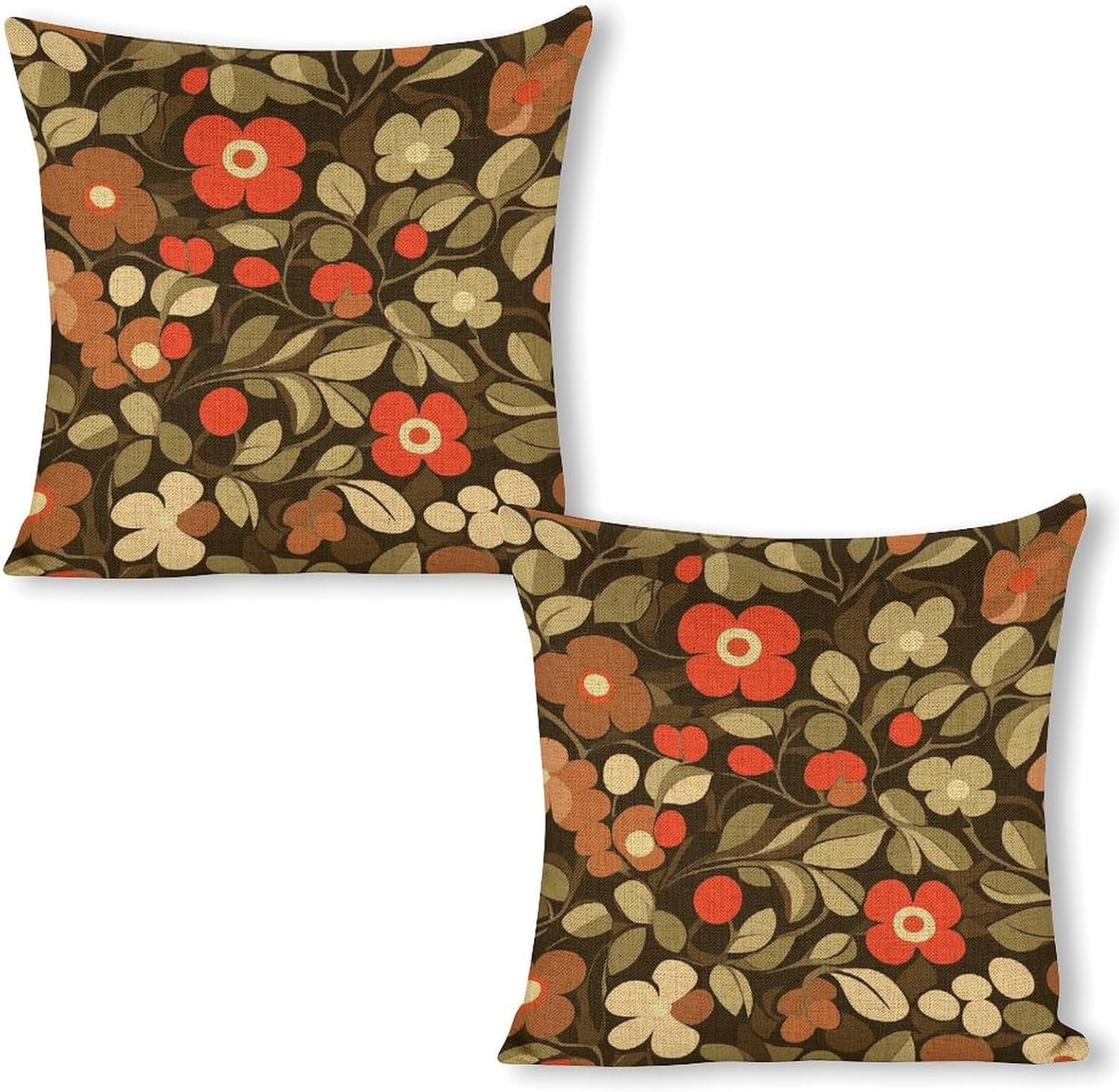 1970s Vintage Flower Retro Pillow Covers 18x18 Set of 2, Throw Pillow ...