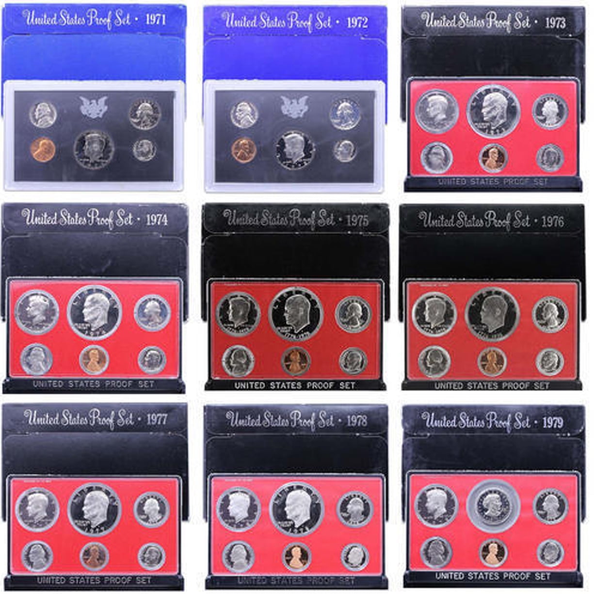 1971-1979 U.S. Proof Set Run - 52 Coins Total - OGP - Walmart.com