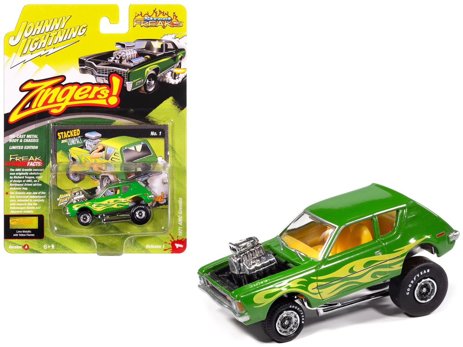 1971 AMC Gremlin Lime Green Metallic with Yellow Flames and Interior 1/ ...
