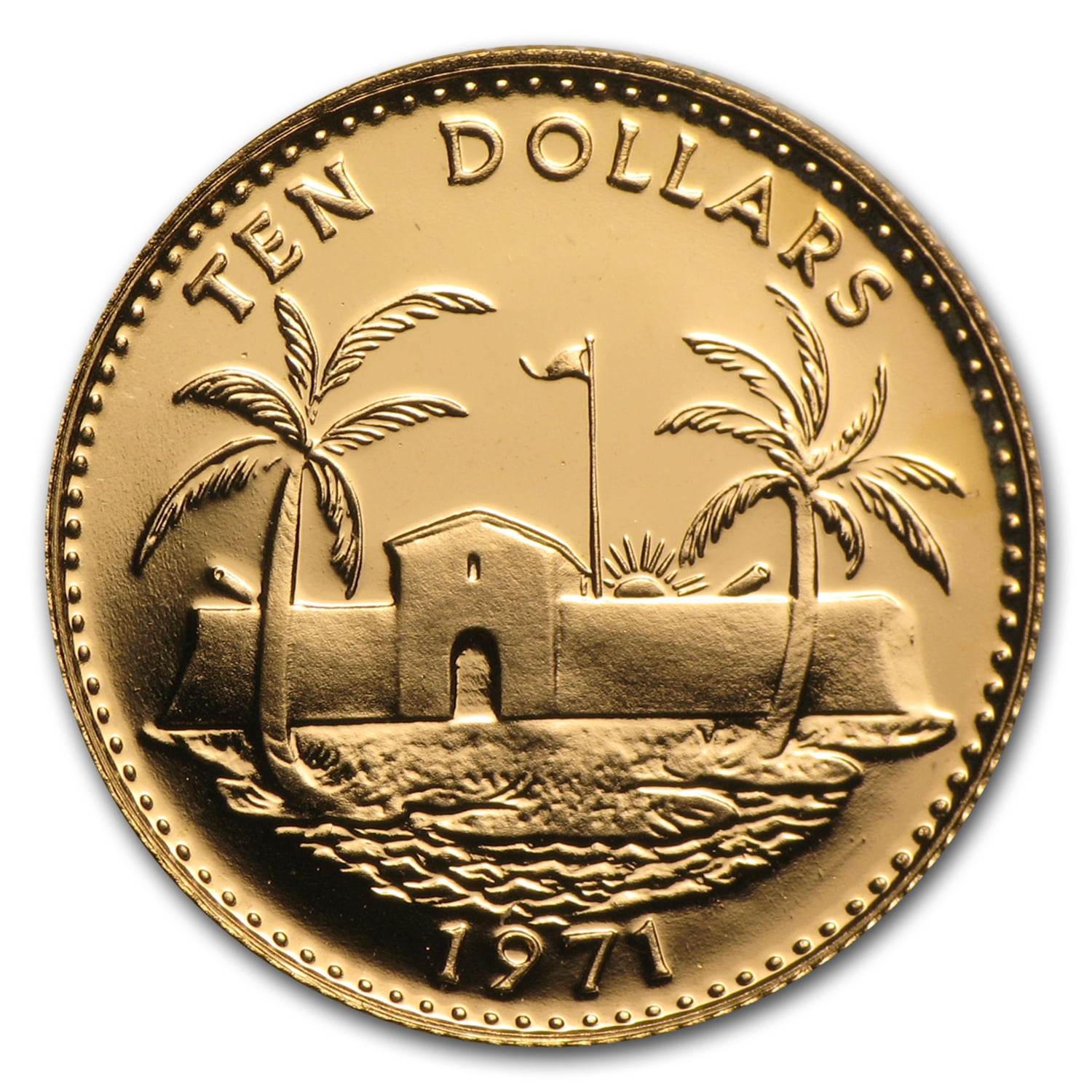 1971 Bahamas Gold 10 Dollars Fortress & Palms BU - Walmart.com