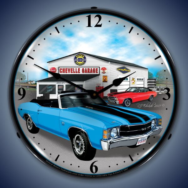 Collectable Sign and Clock 1971 Chevelle LED Lighted Premium Wall Clock ...