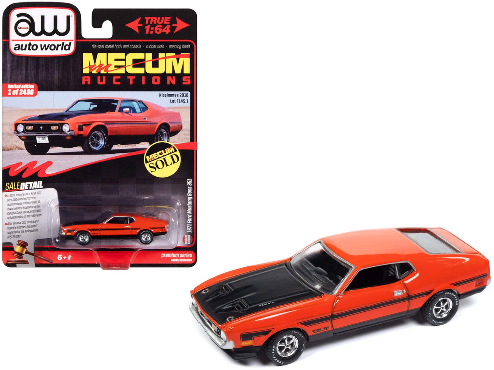 1971 Ford Mustang Boss 351 Calypso Coral Orange with Black Hood and ...