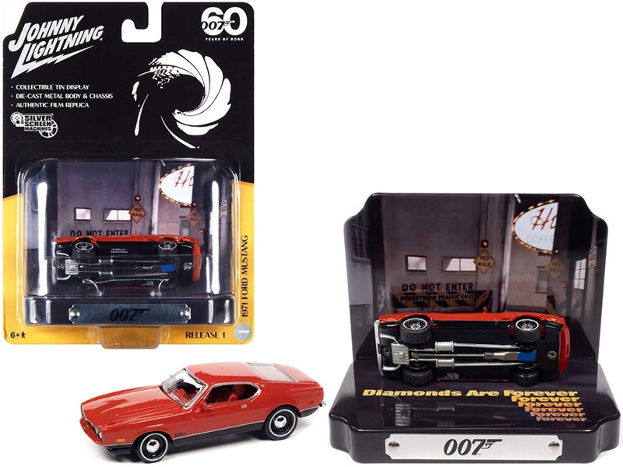 1971 Ford Mustang Mach 1 Red with Collectible Tin Display "007" (James ...