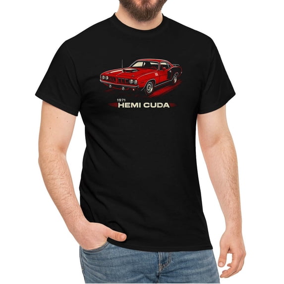 1971 Hemi Cuda In Rally Red With Blackout Package T-Shirt - Walmart.com