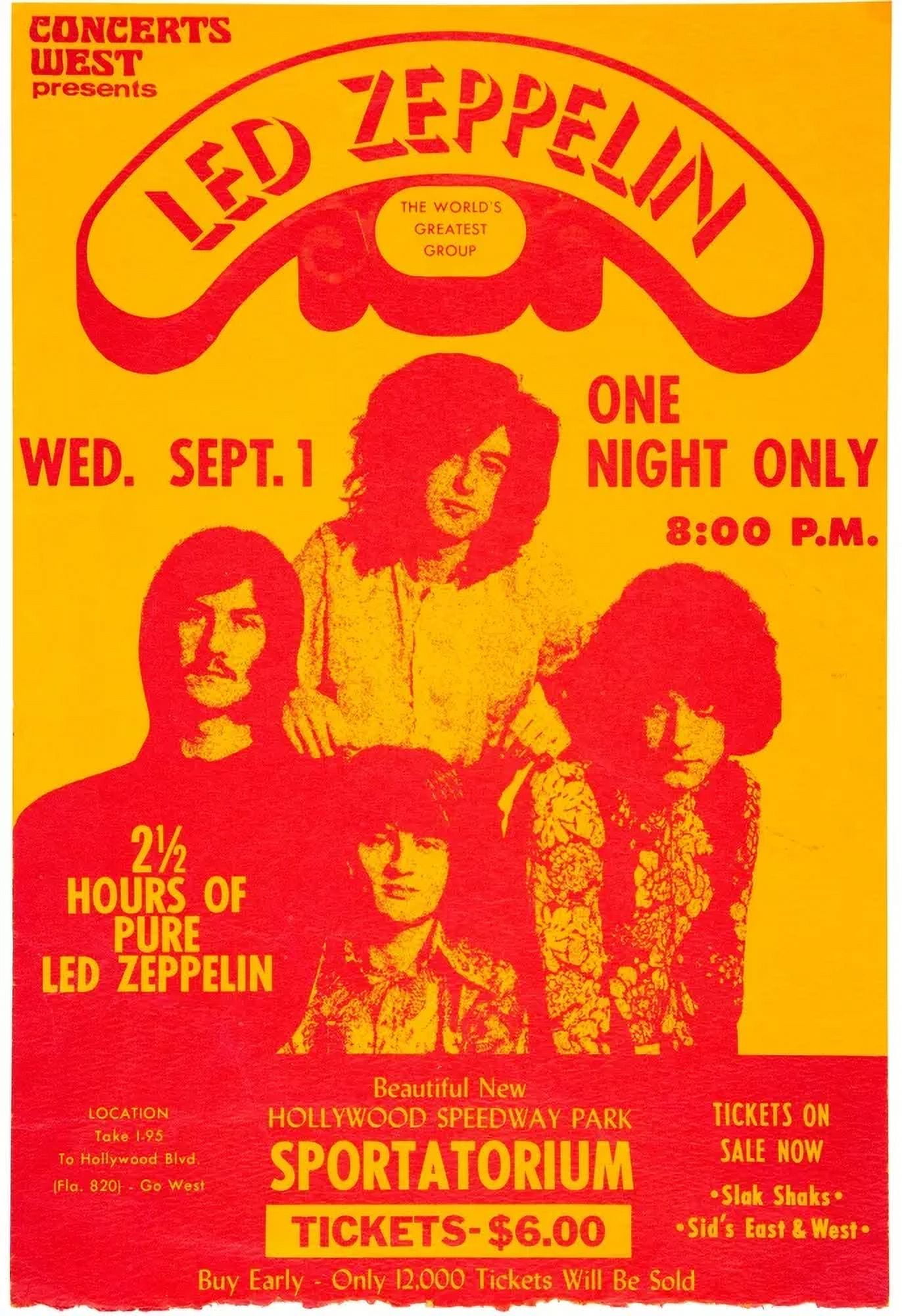 1971 LED ZEPPELIN CONCERT POSTER WALL ART PRINT IN HOLLYWOOD FLORID A ...