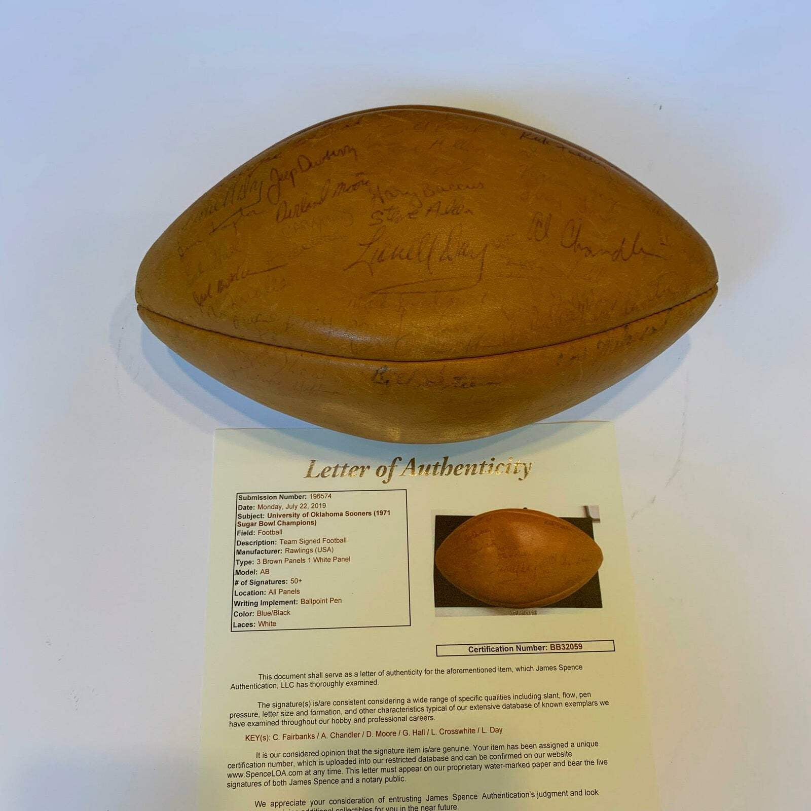 1971 Oklahoma Sooners National Champions Team Signed Football 50+ Sigs ...