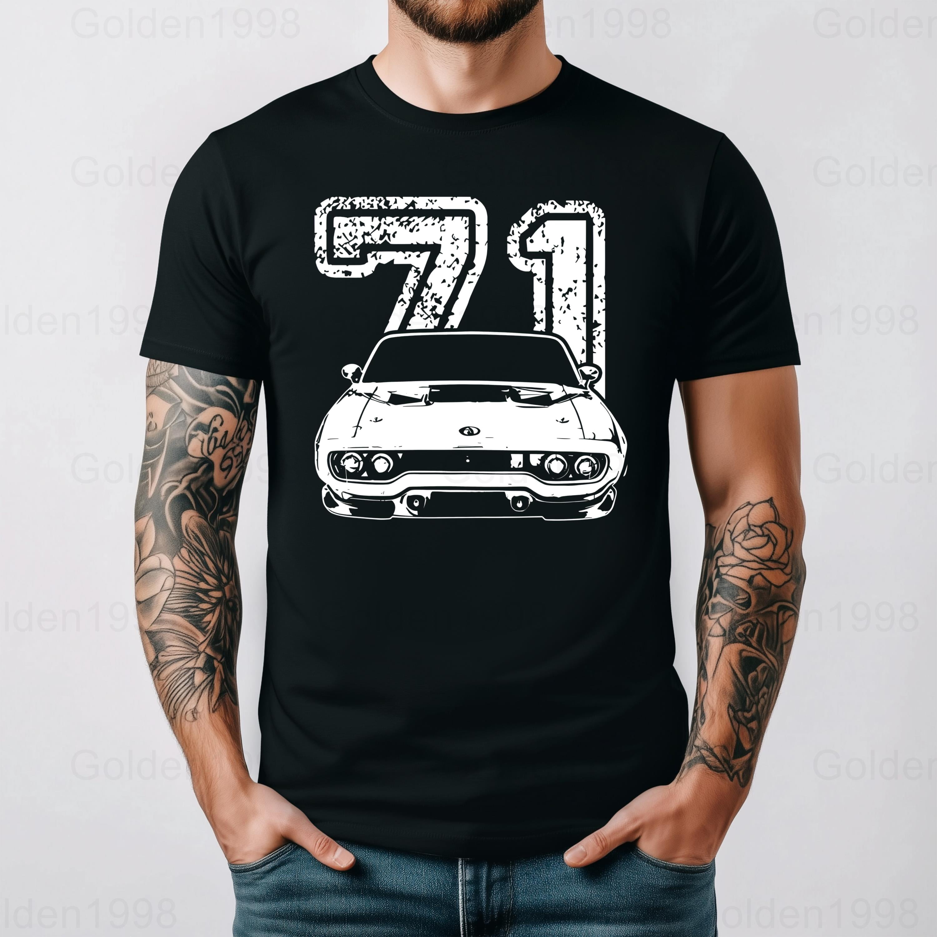 1971 Road Runner Muscle Car Front Silhouette Classic Car Style Graphic ...