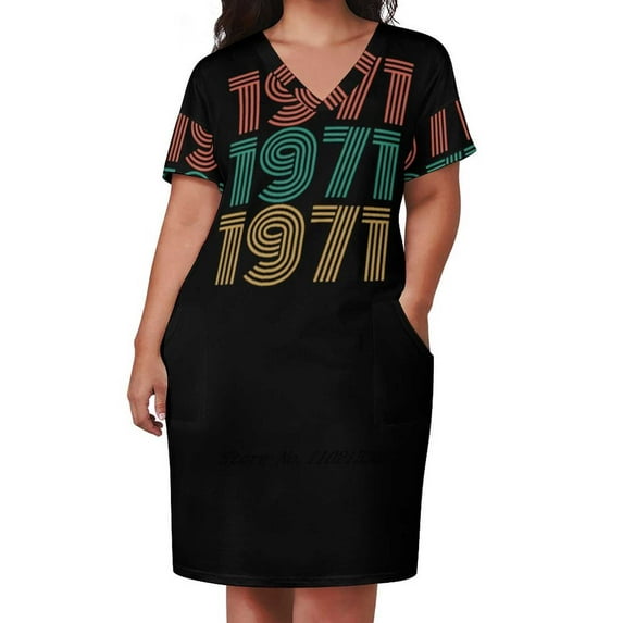1971 : Vintage 1971 Birthday Gift Loose Pocket Dress Women'S Printed ...