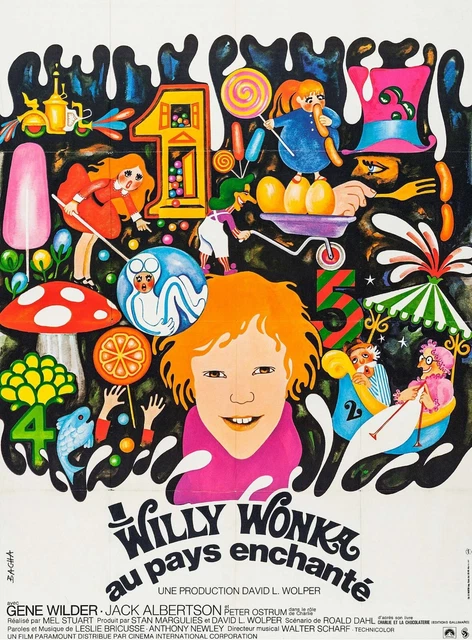 1971 Willy Wonka & The Chocolate Factory Poster Oompa Loompa Gene ...