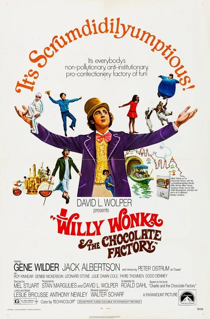 1971 Willy Wonka & The Chocolate Factory Poster Oompa Loompa Gene ...