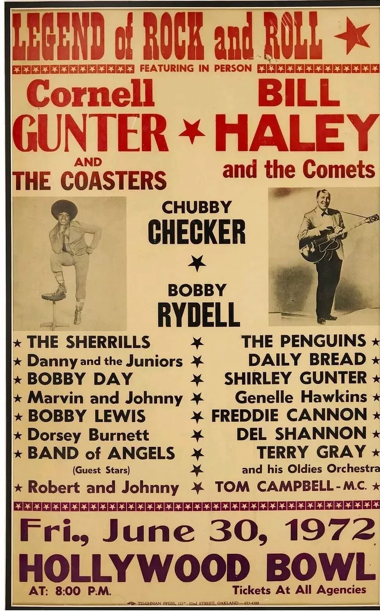 1972 BILL HALEY CONCERT POSTER WALL ART PRINT CORNELL GUNTHER & THE ...