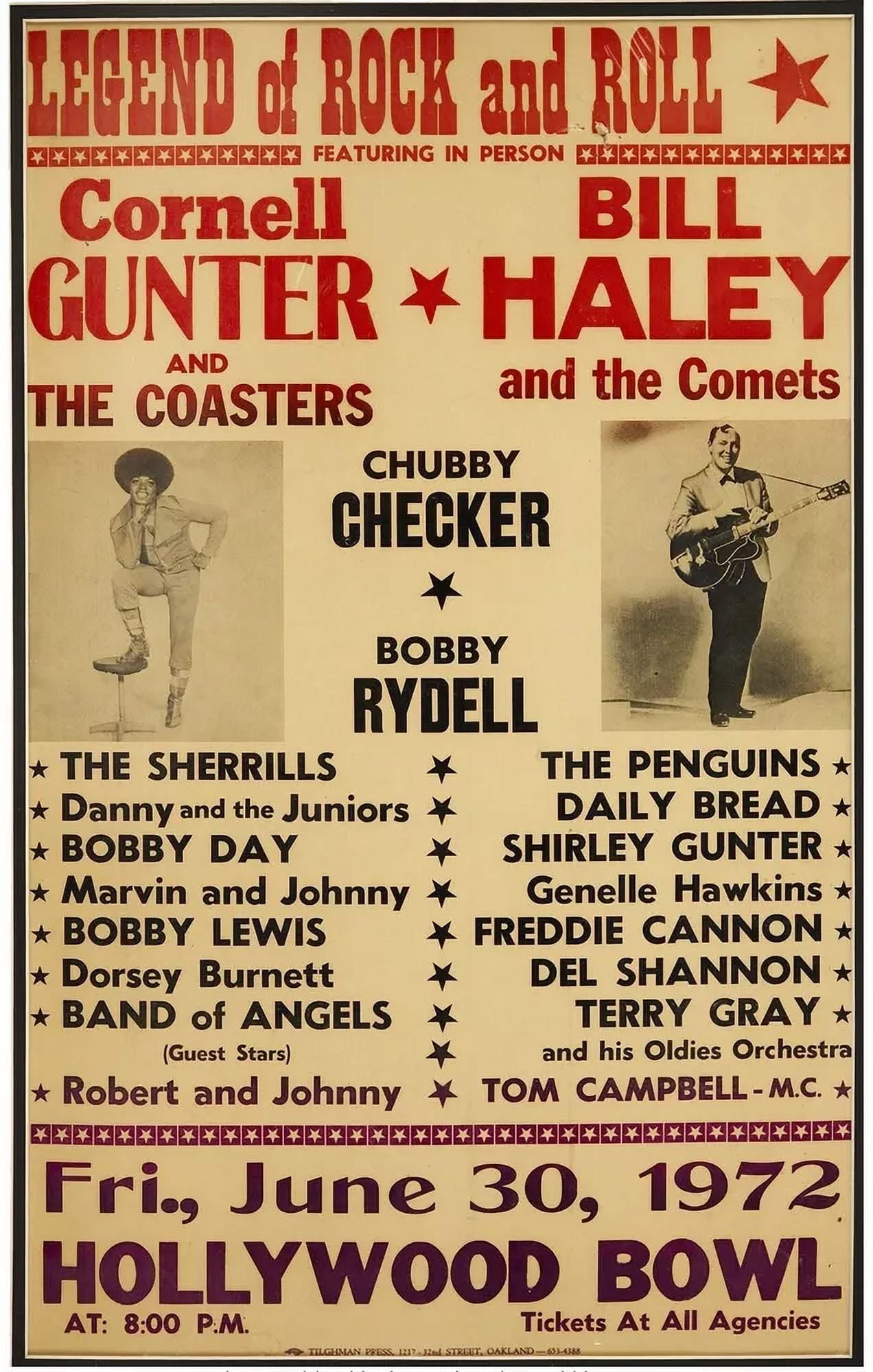 1972 CHUBBY CHECKER CONCERT POSTER WALL ART PRINT BOBBY RYDELL THE ...