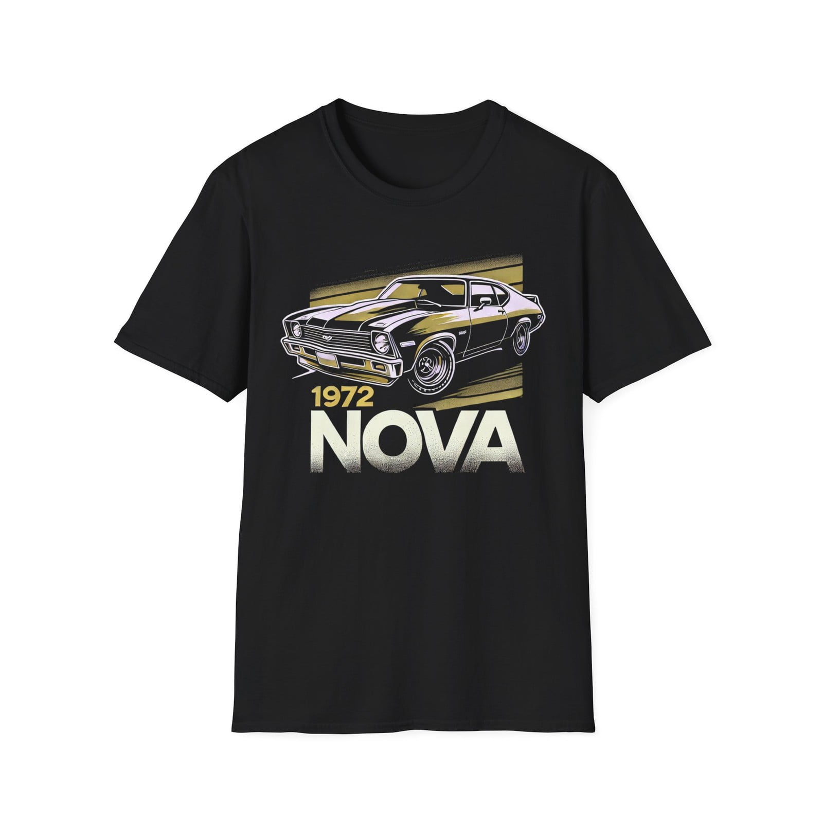 1972 Chevy Nova T-Shirt Classic Muscle Car Gold & Black Vintage Graphic ...