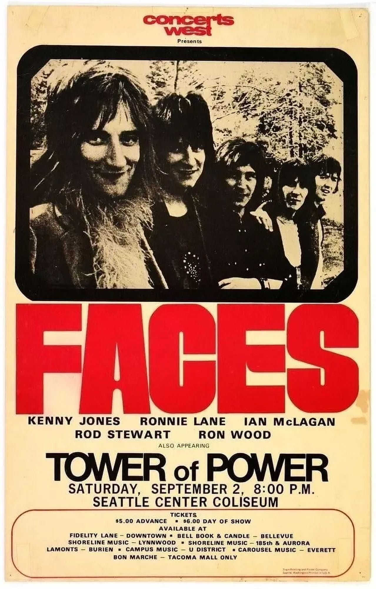 1972 FACES BAND CONCERT POSTER WALL ART PRINT ROD STEWART ES 24 x 36 ...