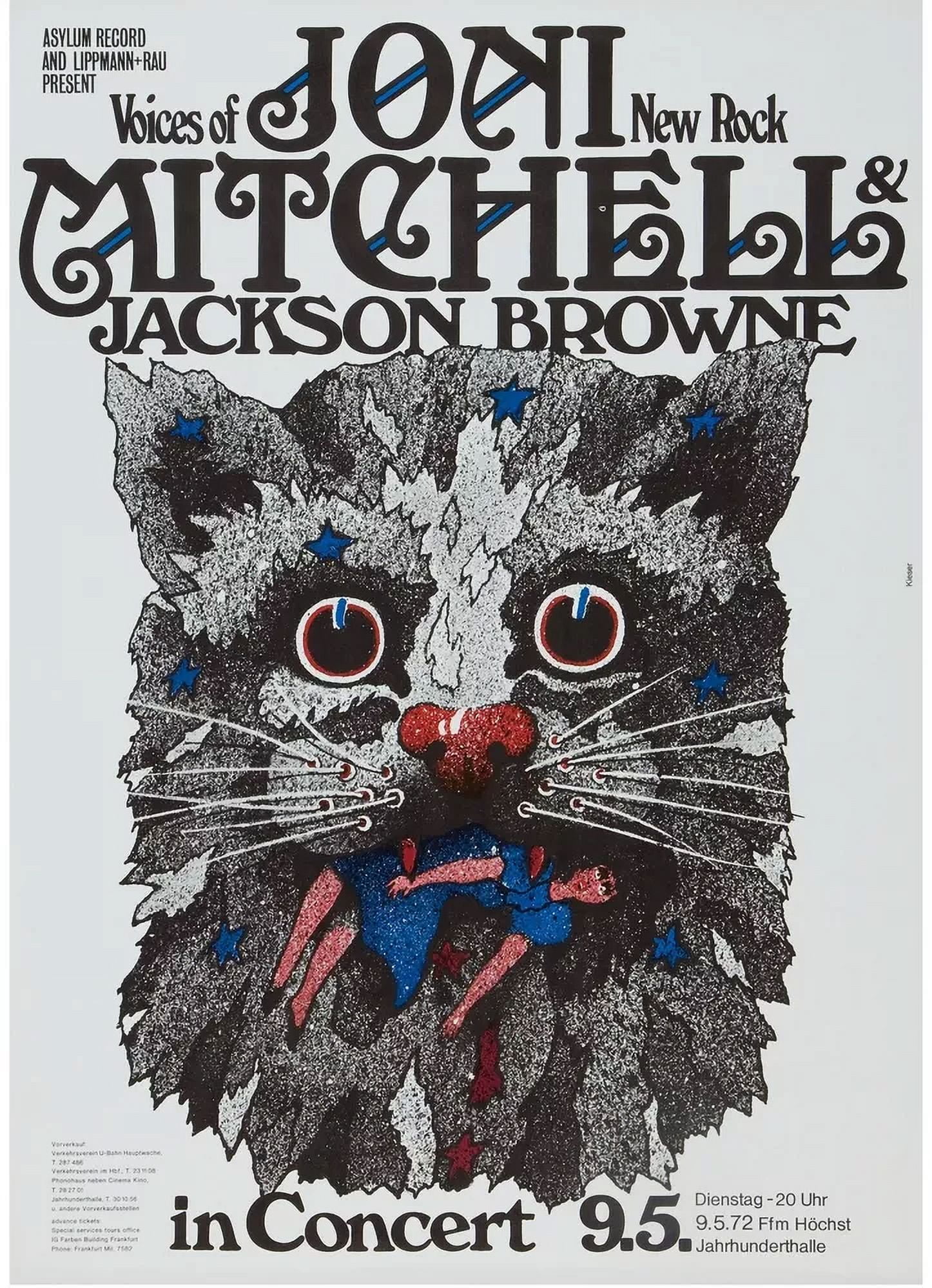 1972 JONI MITCHELL CONCERT POSTER WALL ART PRINT JACKSON BROWNE 16 x 24 ...