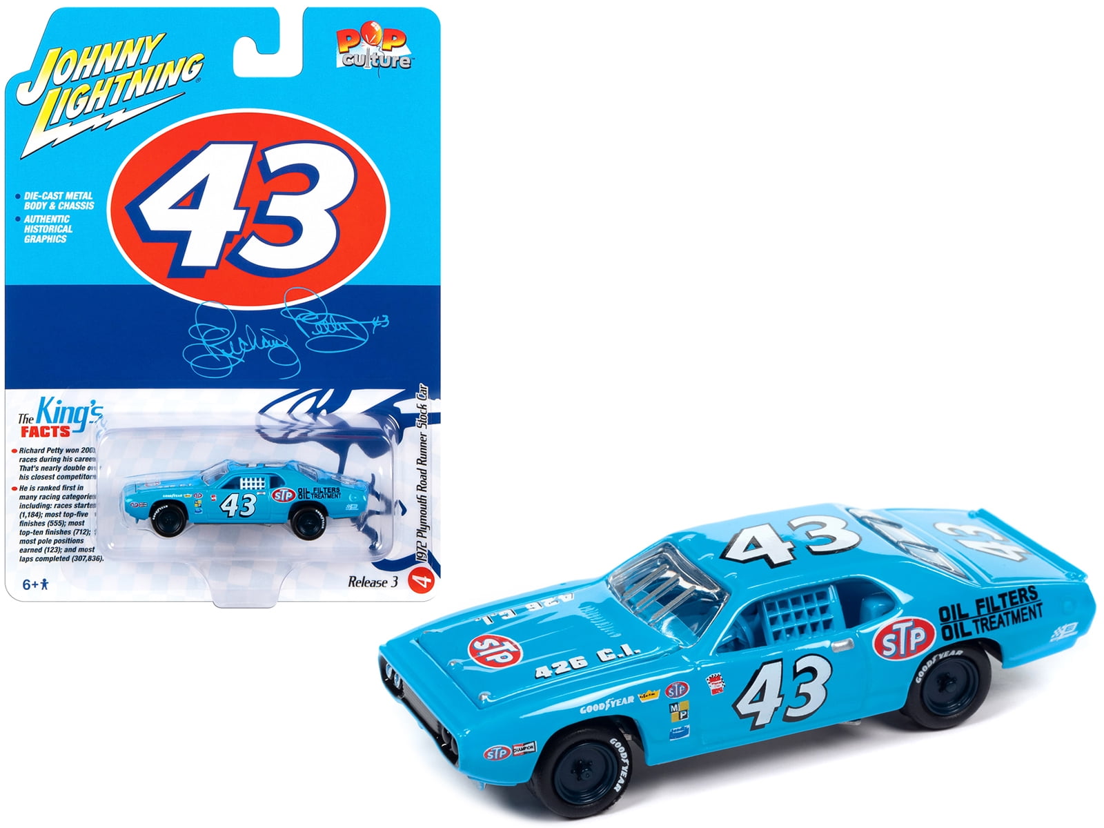 Johnny Lightning, 1972 Plymouth Road Runner Stock Car, Richard Petty ...
