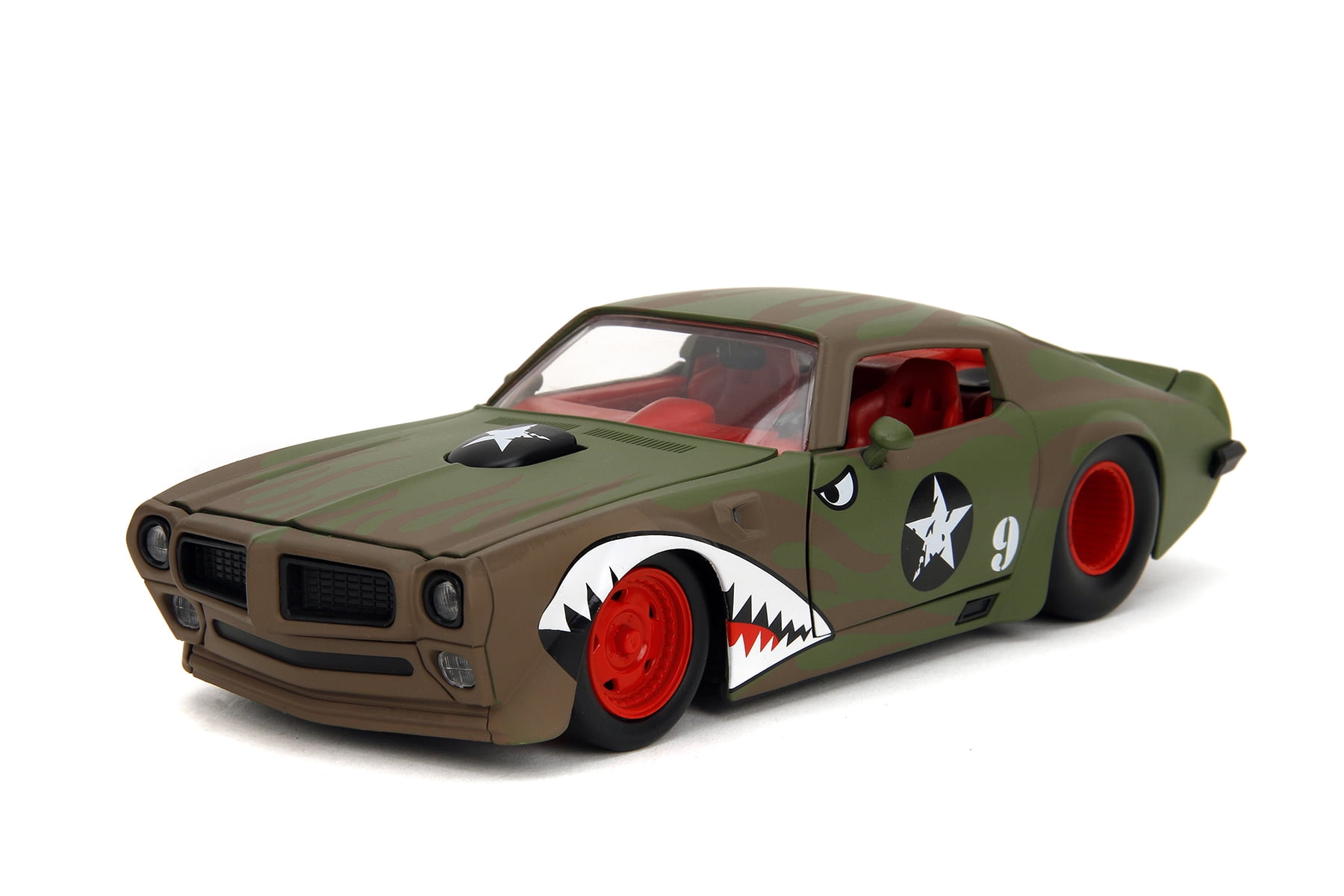 1972 Pontiac Firebird #9 Hardtop, Green Camouflage w/Flames - Jada Toys ...