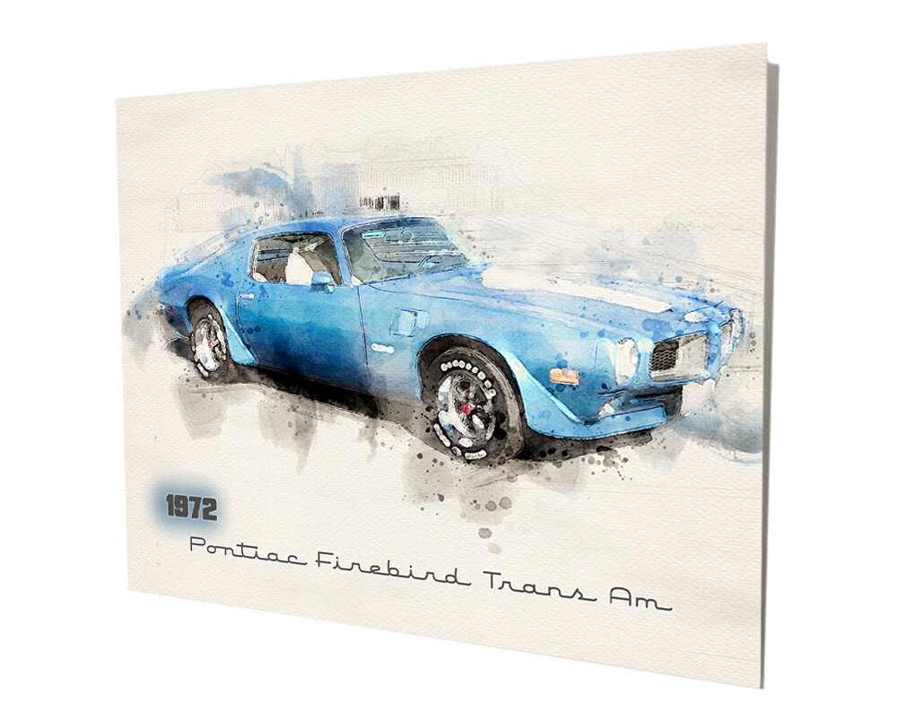 1972 Pontiac Firebird Trans Am Blue Muscle Car Design 16x20 Aluminum ...
