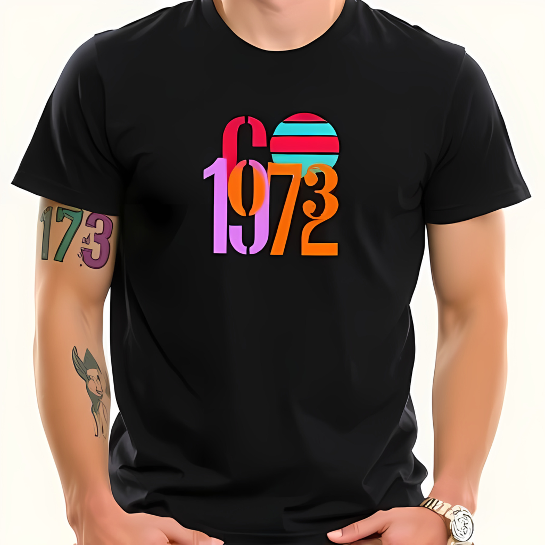 1972 Retro Pop Art Cotton Short Sleeve T-Shirt - Bold Multicolored ...