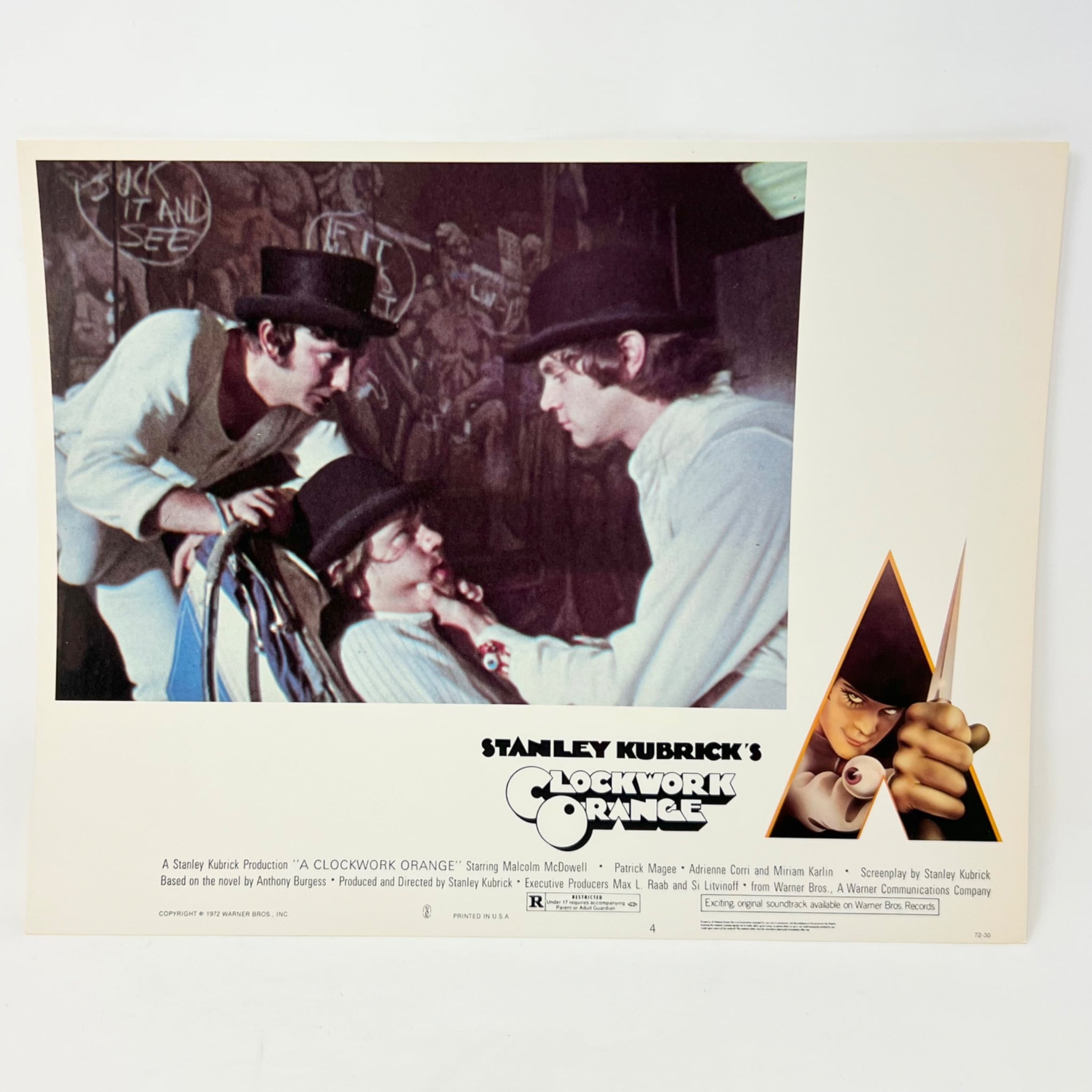 1972 Stanley Kubricks Clockwork Orange Horror Lobby Card Movie Posters ...